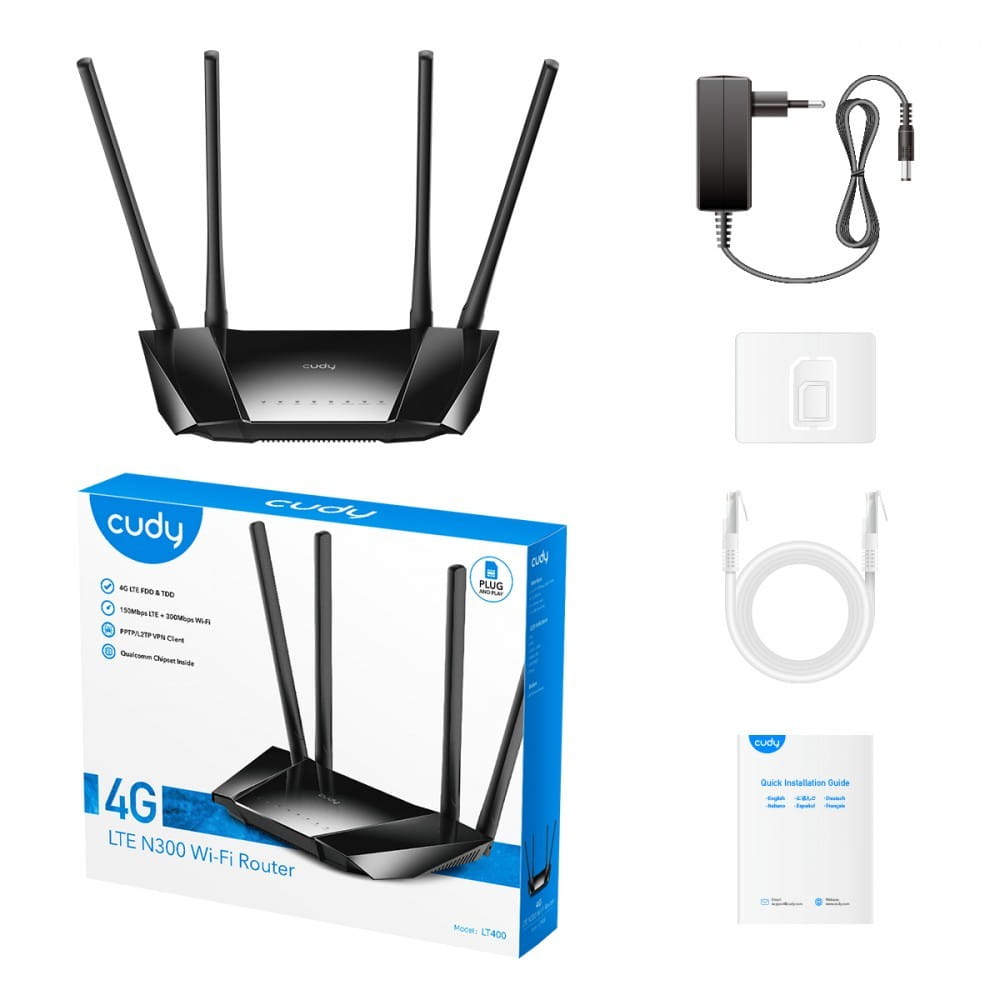 Cudy Router LT400 N300 4G LTE SIM Prof Computer
